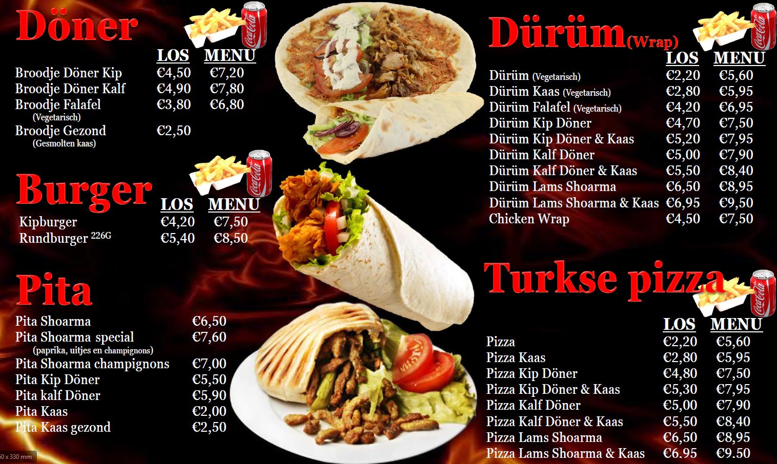 Menu Kaart – Doner&zo